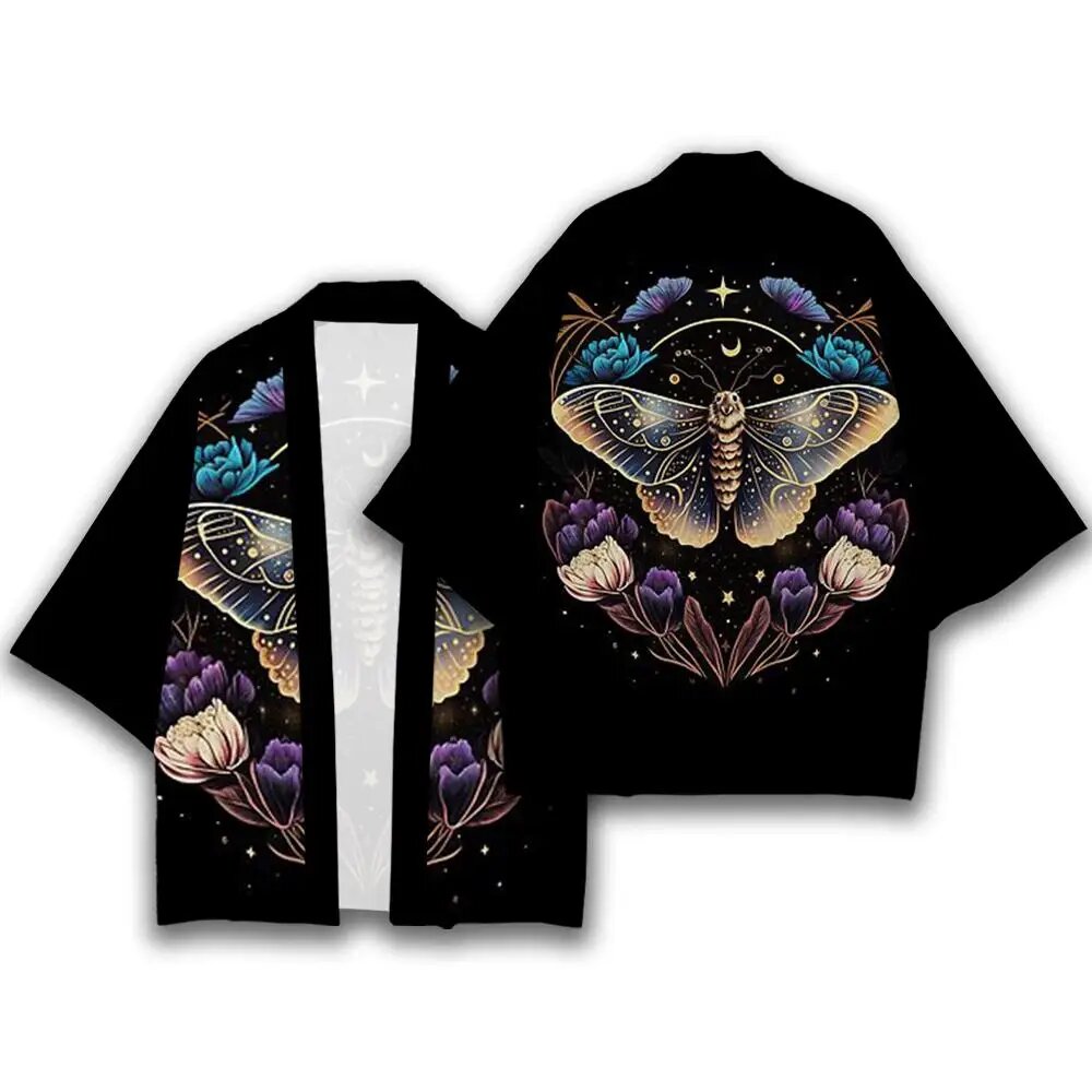 Полиэстеровый кимоно Harajuku с цветочным принтом XS, HHwd017965LJ