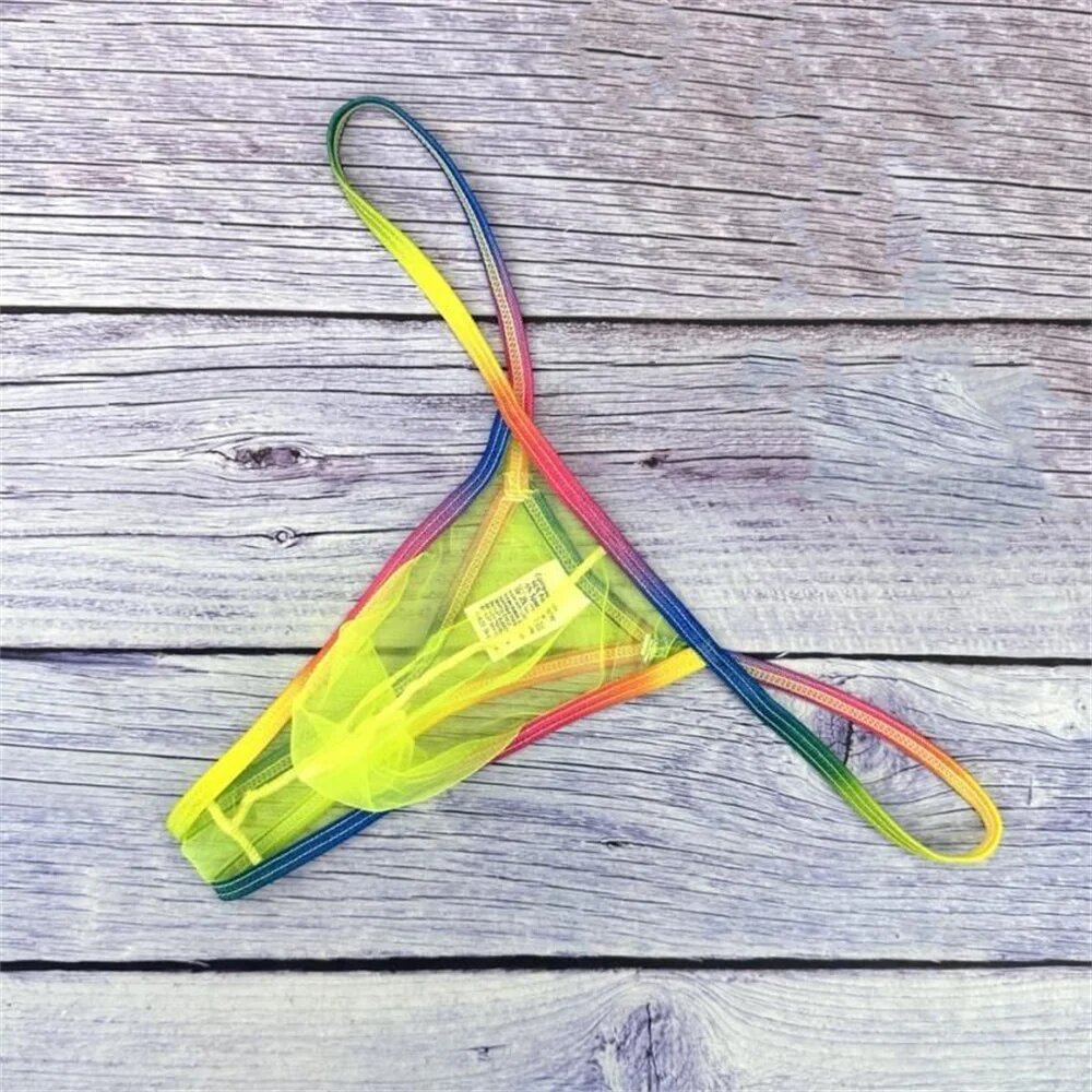 Мужские стринги сетка градиентный цвет Spаndex/нейлон большие размеры S, Зеленый, Green