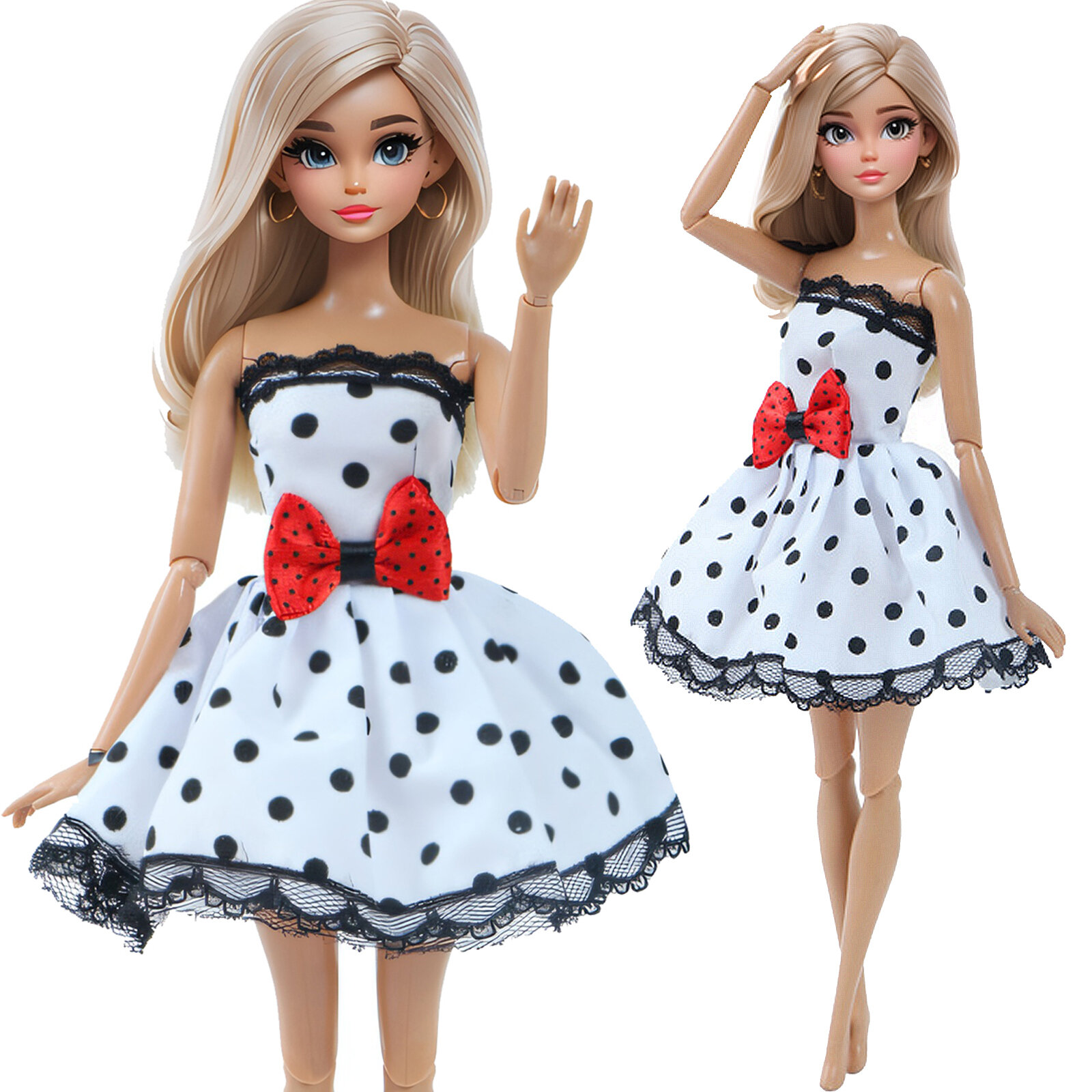 Набор одежды для куклы барби, Polka dots Бабочка Классическая Одежда для кукол 29-30см аксессуары платья