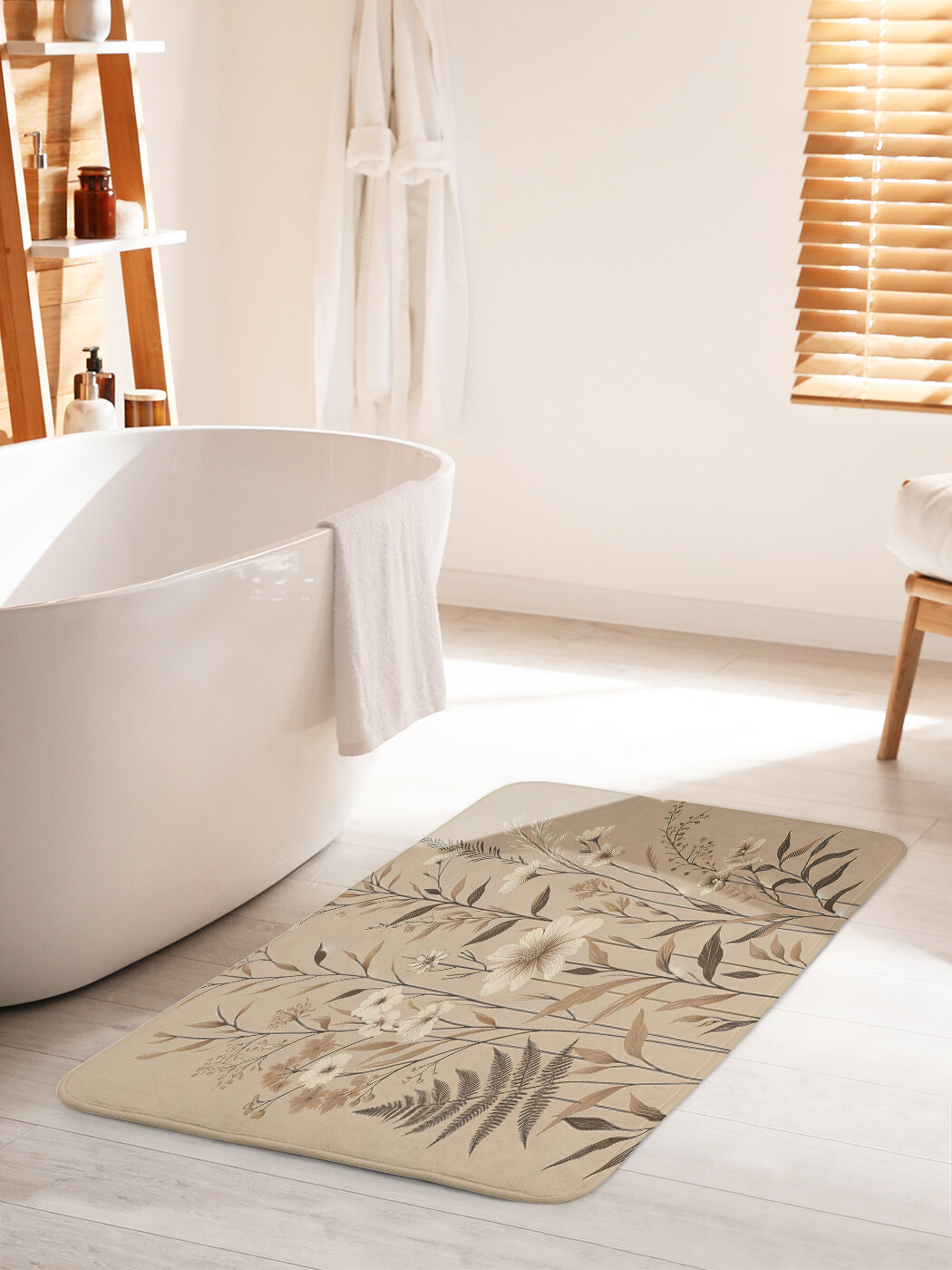 Коврик для ванной комнаты и туалета противоскользящий "Цветочки нежности" 60х100 см, JoyArty