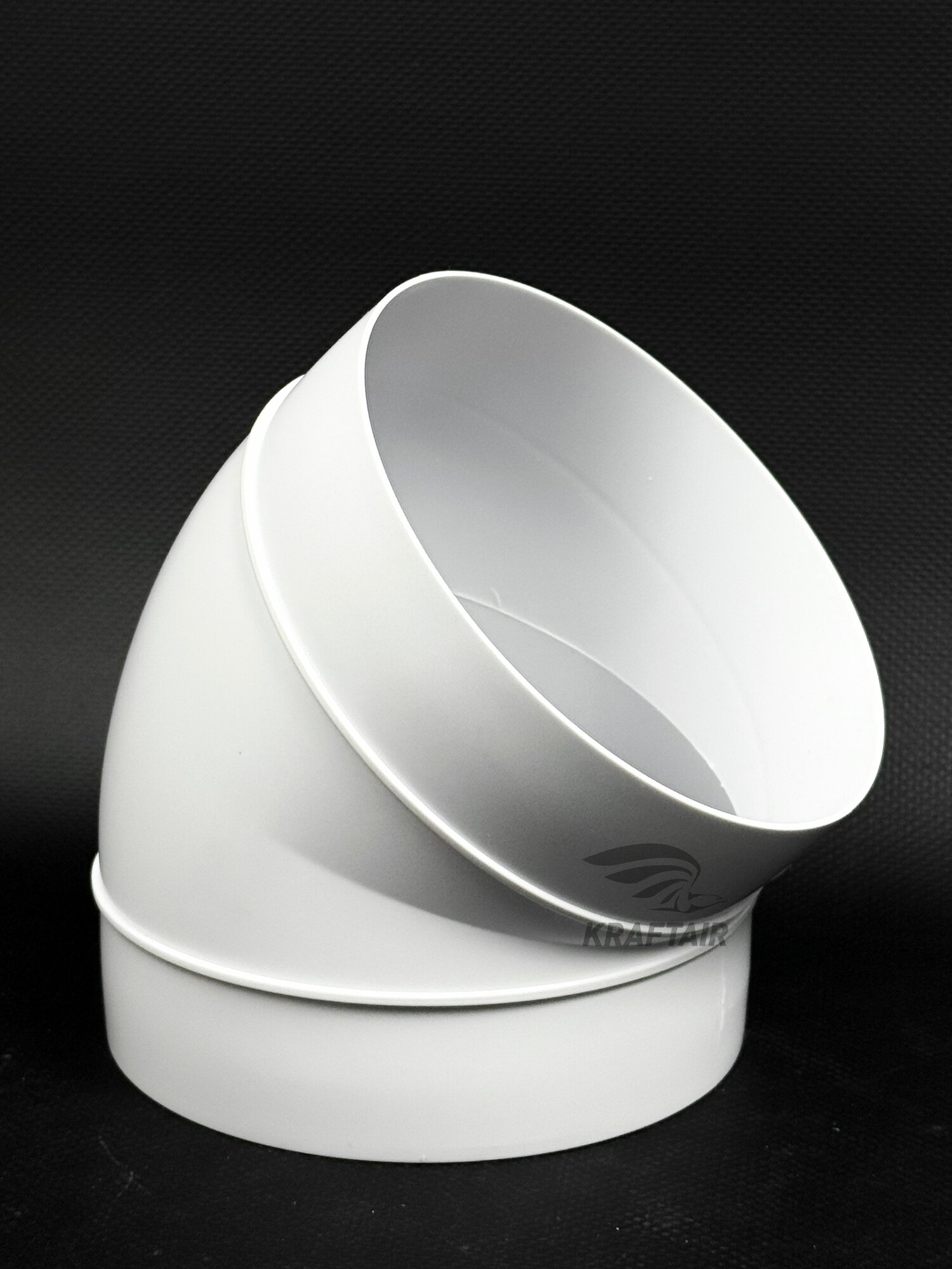 Колено круглое для воздуховодов D 125 мм из белого пластика, 45 градусов