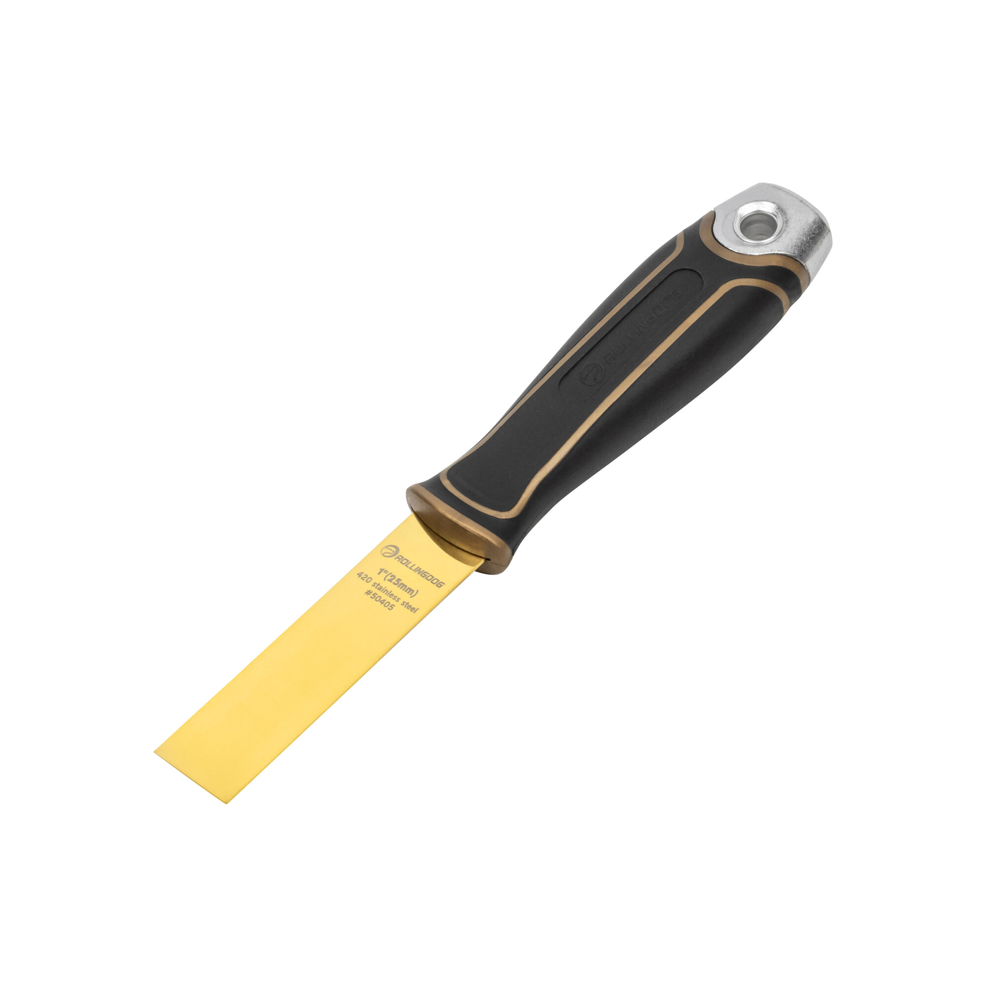 Шпатель малярный Rollingdog Titanium 1" (25мм), резиновая рукоятка, арт.50405
