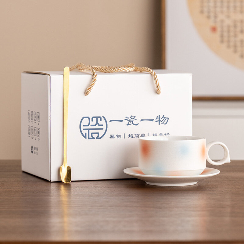 Подарочный набор кофейных чашек, винтажная чашка, чашка для латте, современная чашка для молочного чая, легкая роскошная керамическая чашка с блюдцем, деловой подарок, трансграничная доставка.