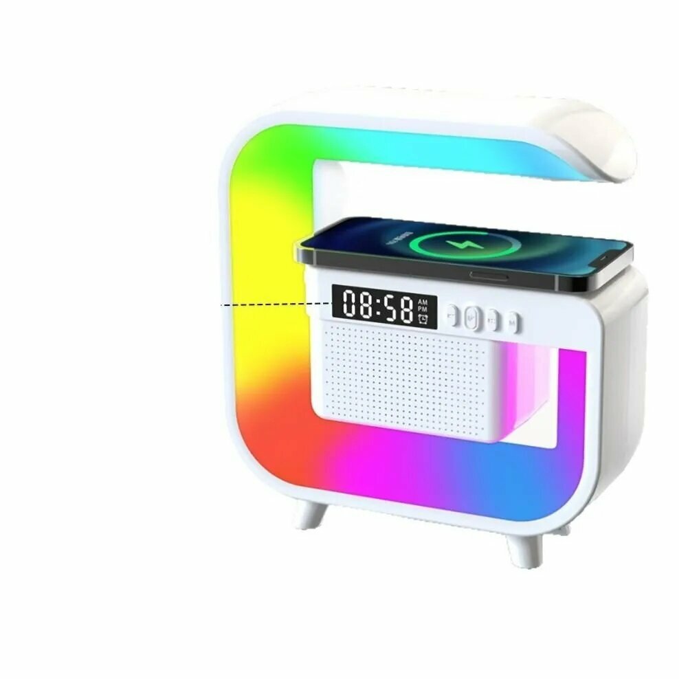 Мини-колонка G3 с Bluetooth, беспроводной зарядкой, ночником, часами и будильником для дома и спальни