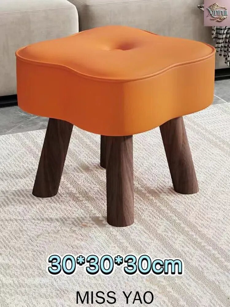 Табурет MISS YAO для дома 30*30*30 см, оранжевый из искусственной кожи, 1 шт.