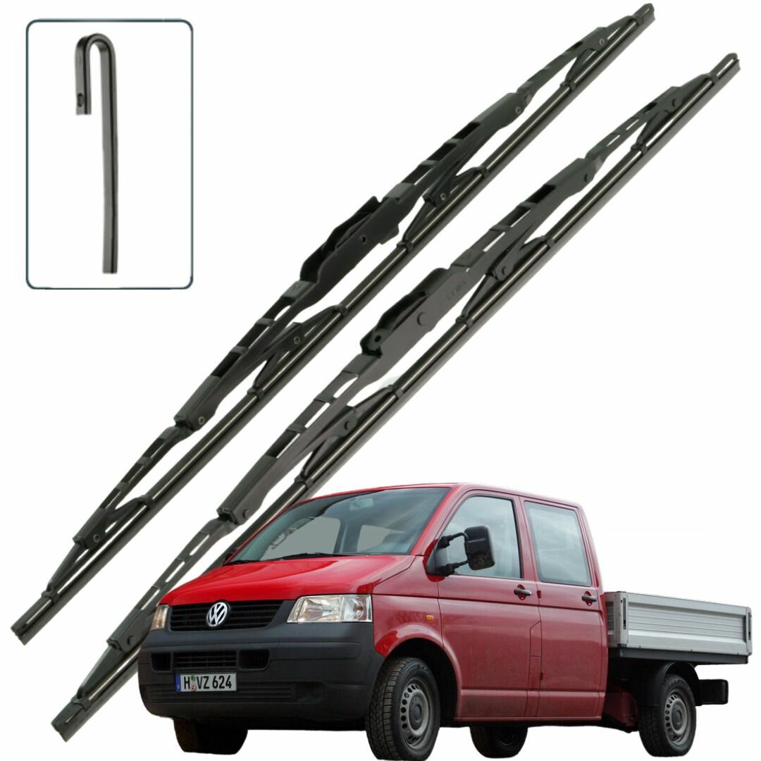 Дворники VW Volkswagen Transporter (5) T5 / Фольксваген Транспортер Т5 бортовой 2002 - 2009 Щетки стеклоочистителя каркасные для автомобиля 600мм-600мм к-т 2шт.