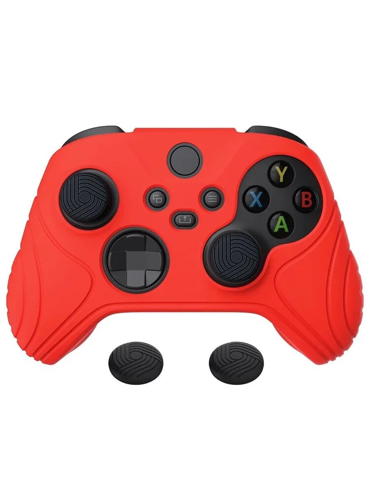 Силиконовый чехол для Xbox Series S/X, Пылкий красный, с накладками, Samurai Edition, антискользящий