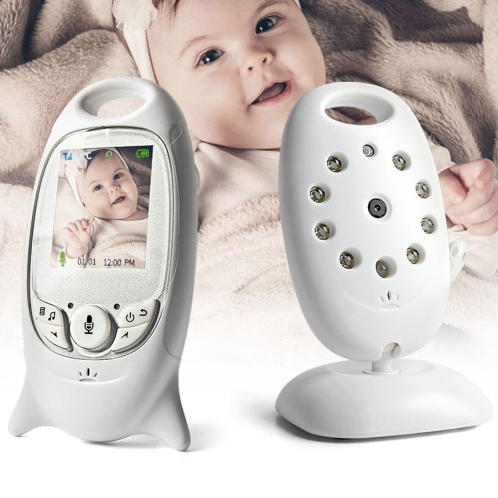 Электронная няня, Радионяня, Для заботливого отца, 8 колыбельных, Электронная цифровая камера, Цифровой термометр с ночным видением и ЖК-дисплеем