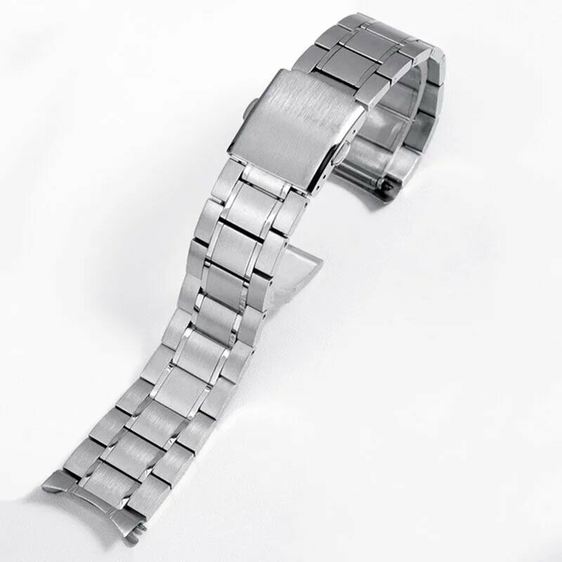 Изогнутый ремешок для часов 22 мм Casio -1374 Браслет Металлический MTP-1375 MDV-106 Твердый из нержавеющей стали