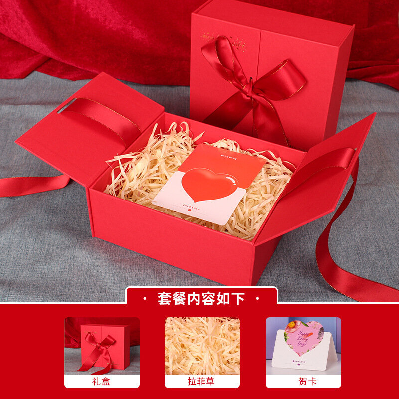 Светящийся складной красный конверт на день рождения 2026 для родителей, жены, дочери - подарок-сюрприз в виде торта с музыкой и 3D-дизайном