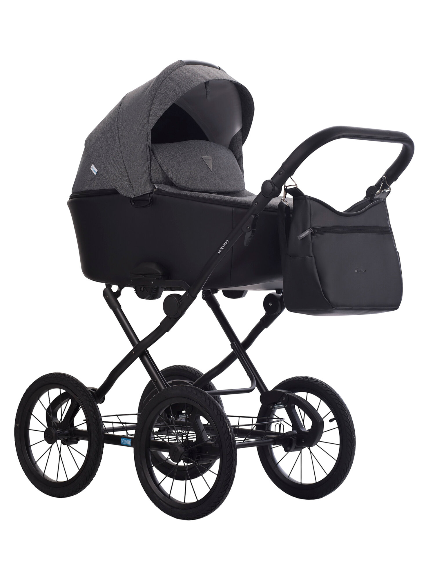 Коляска детская универсальная 2 в 1 Aroteam Moreno SL NEW, всесезонная, с большими надувными колесами, 05 черный