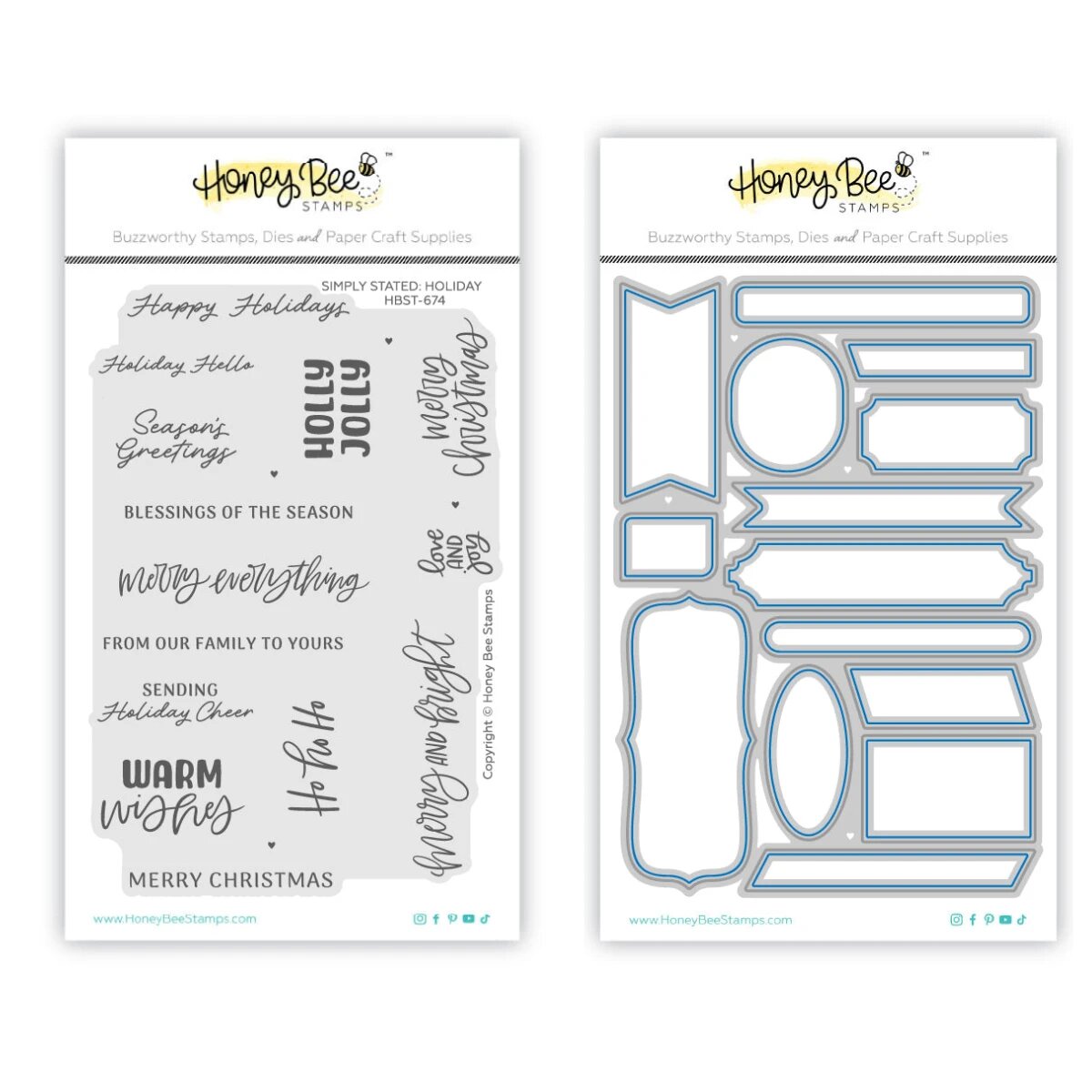 Honey Bee Stamps Симпли Глиттер Холидей штампы и вырубки