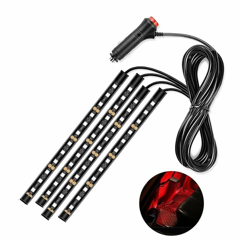 Подсветка салона в ноги автомобиля питание USB, ИК-пульт 4-LED RGB модуля