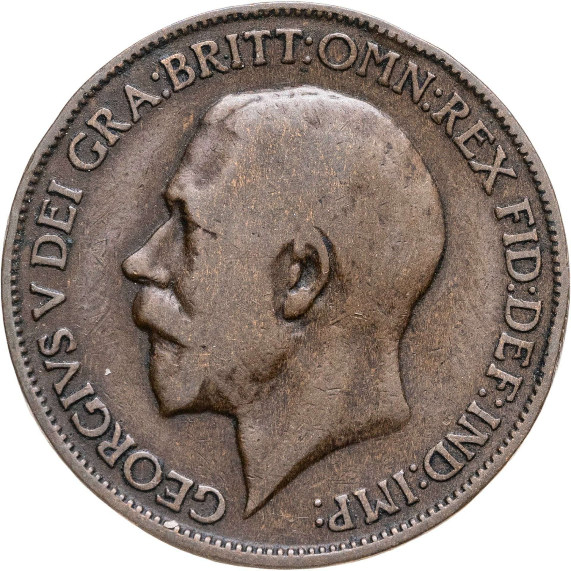 Великобритания 1/2 пенни penny 1911, Бронза, в сохранности VF