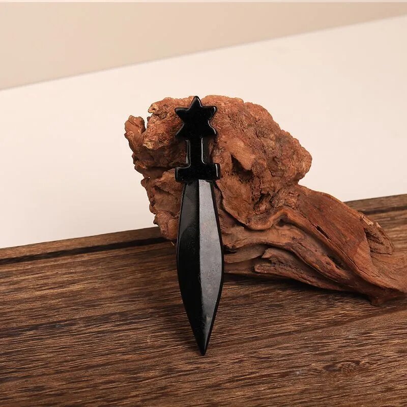 Алтарная атрибутика/Кристалл Ритуальный нож 13cm ритуальный нож чёрный камень 13cm