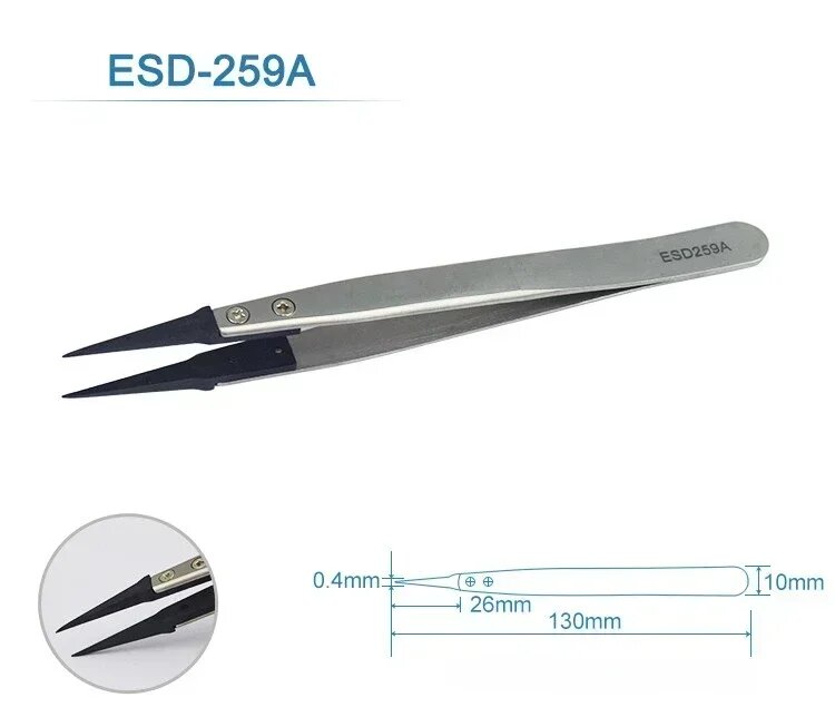 ESD-259A антистатический пинцет из нержавеющей стали 130 мм