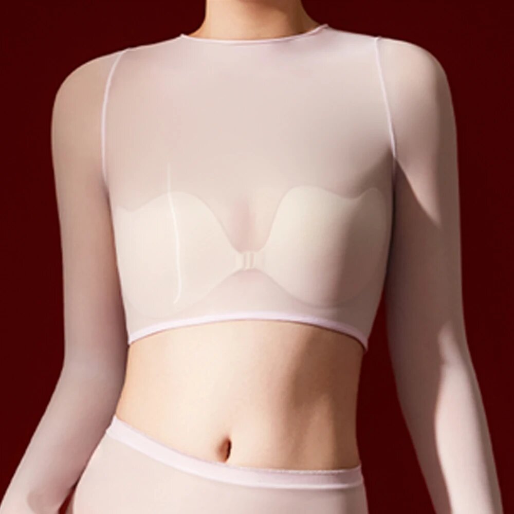 Белый прозрачный топ с длинным рукавом Only Pink Top