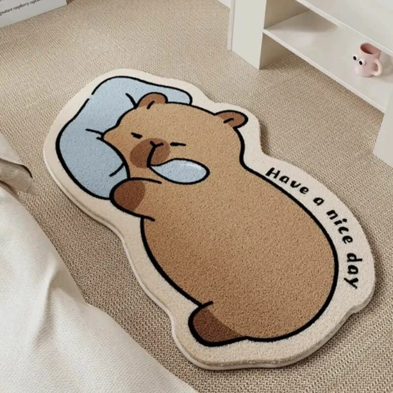 Прикроватный коврик "Капибара 'Have a nice day", милый декор для спальни, нескользящий ковер из искусственного кашемира