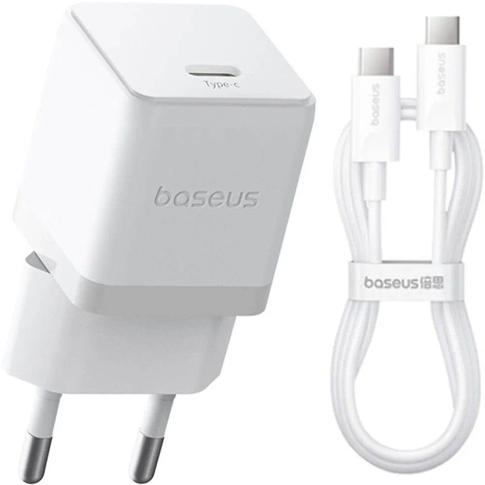 Сетевое зарядное устройство Baseus Palm Fast Charger 1C 30W кабель Type-C - Type-C 60W (20V/3A) 1м(P10111605213-01)белое