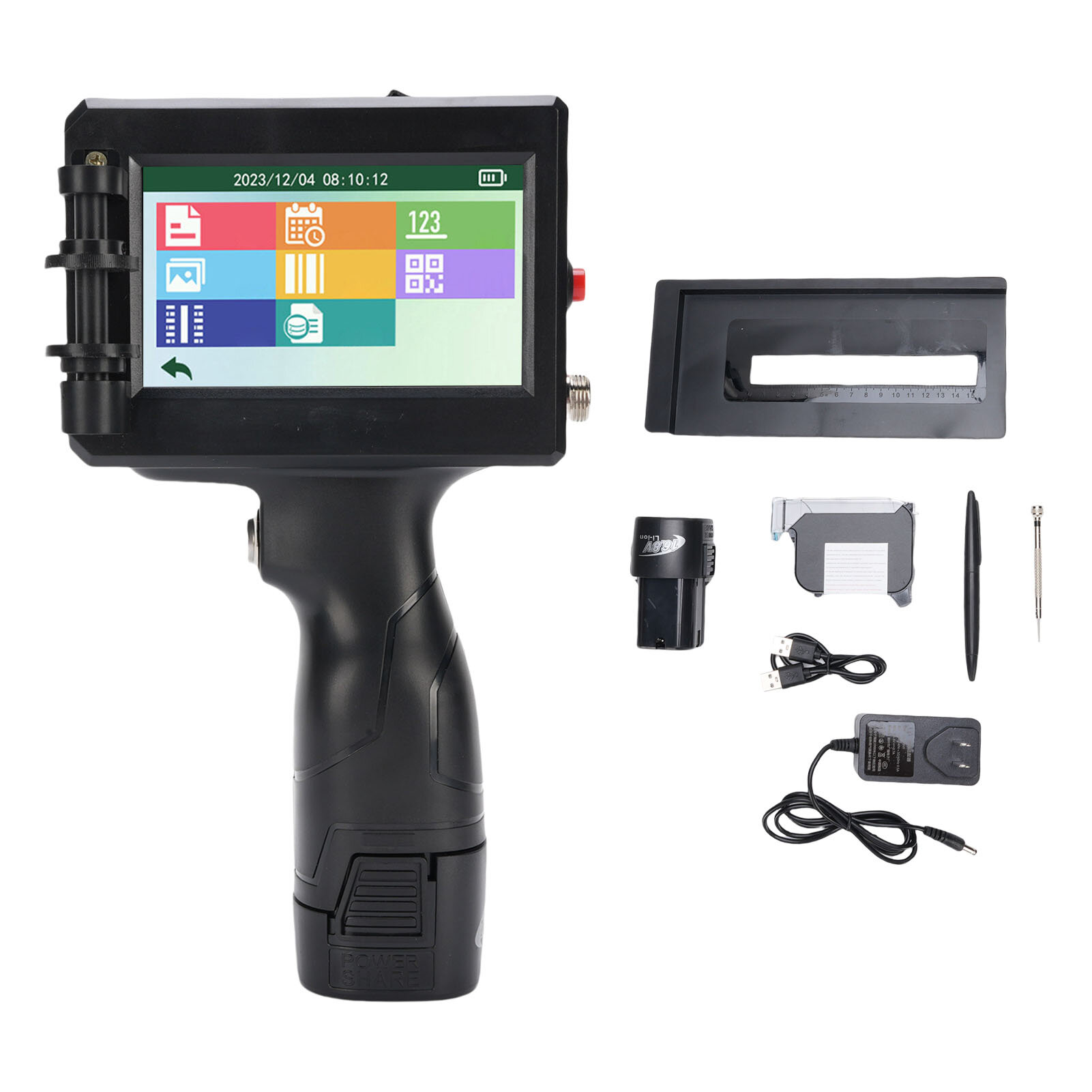 Ручной струйный принтер, высота 2-12.7мм, 4.3in сенсор, US Plug