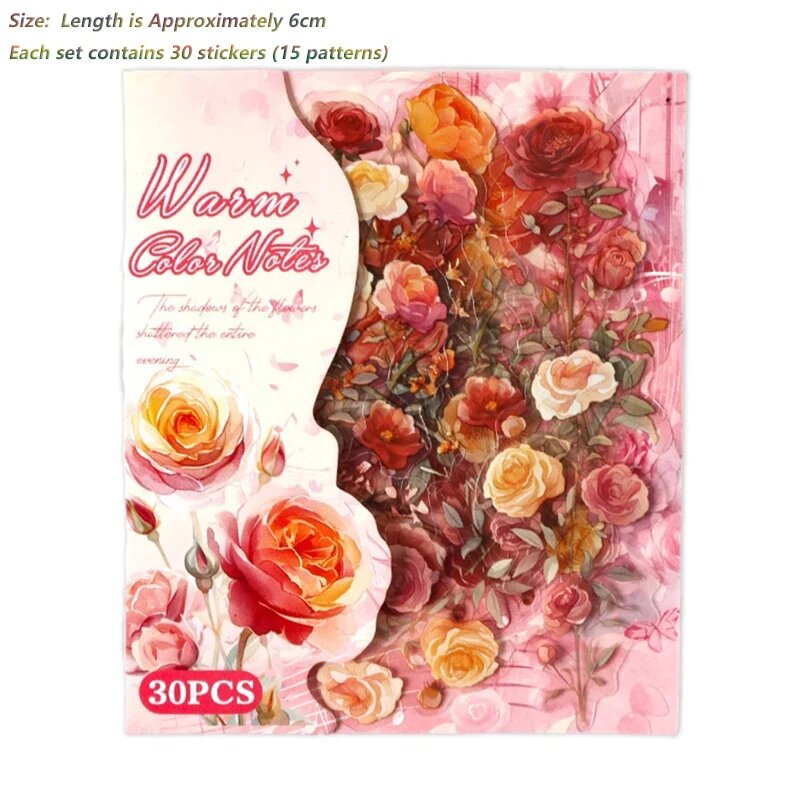 Наклейки для скрапбукинга "Warm Color Notes" 30шт, розовый