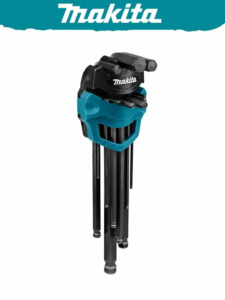 Makita B-65894 Набор шестигранных ключей 1.5-10 мм, 9 предметов, закаленная сталь