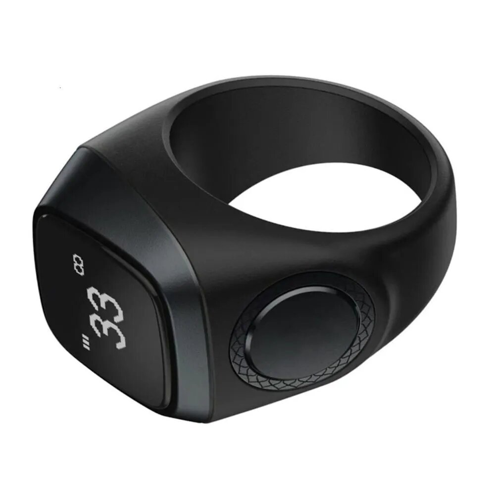 Умное кольцо для подсчета тасбиха, черное, с функцией Bluetooth и дисплеем