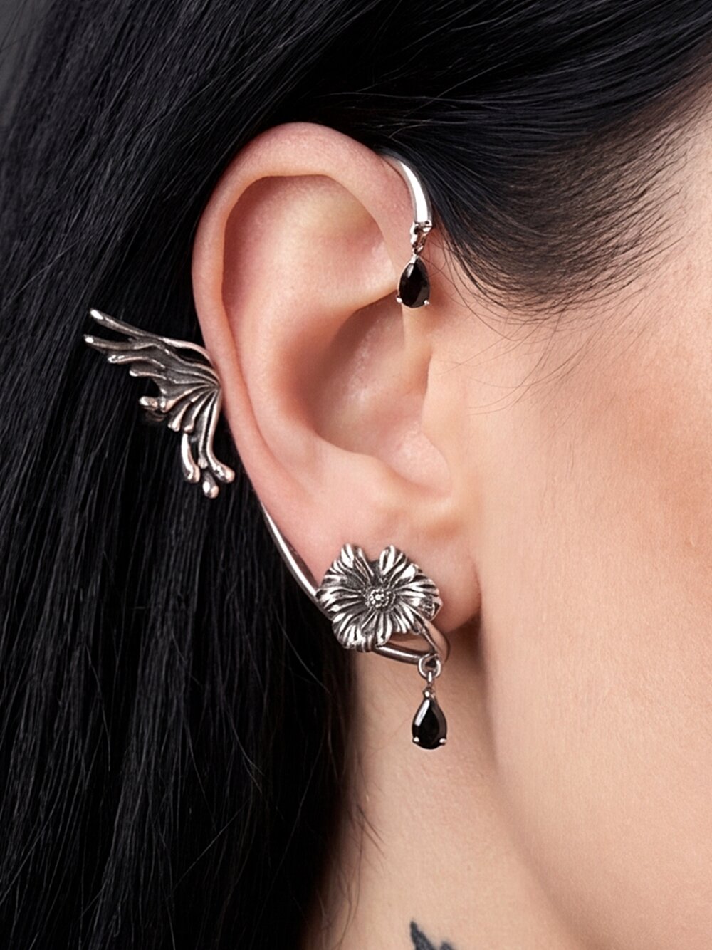 Моносерьга кафф, фианит