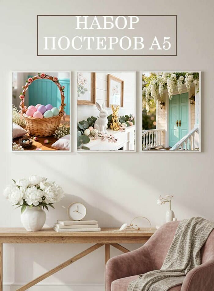 Интерьерные постеры на стену А5 набор 3 шт