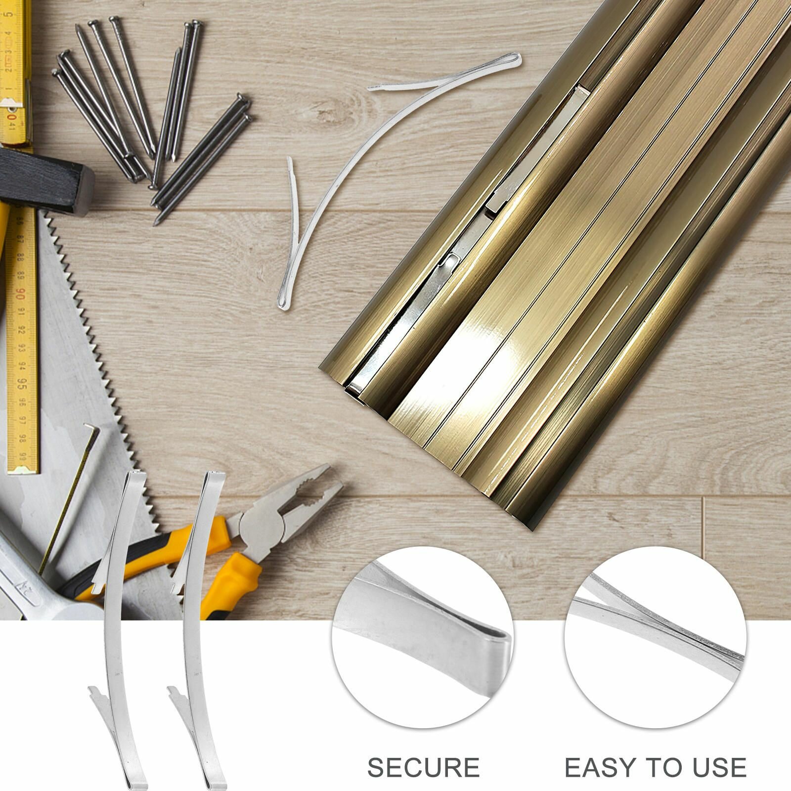 Крепление нижнее из марганцевой стали для направляющей раздвижных дверей шкафа с буфером, серебристое, 2 элемента