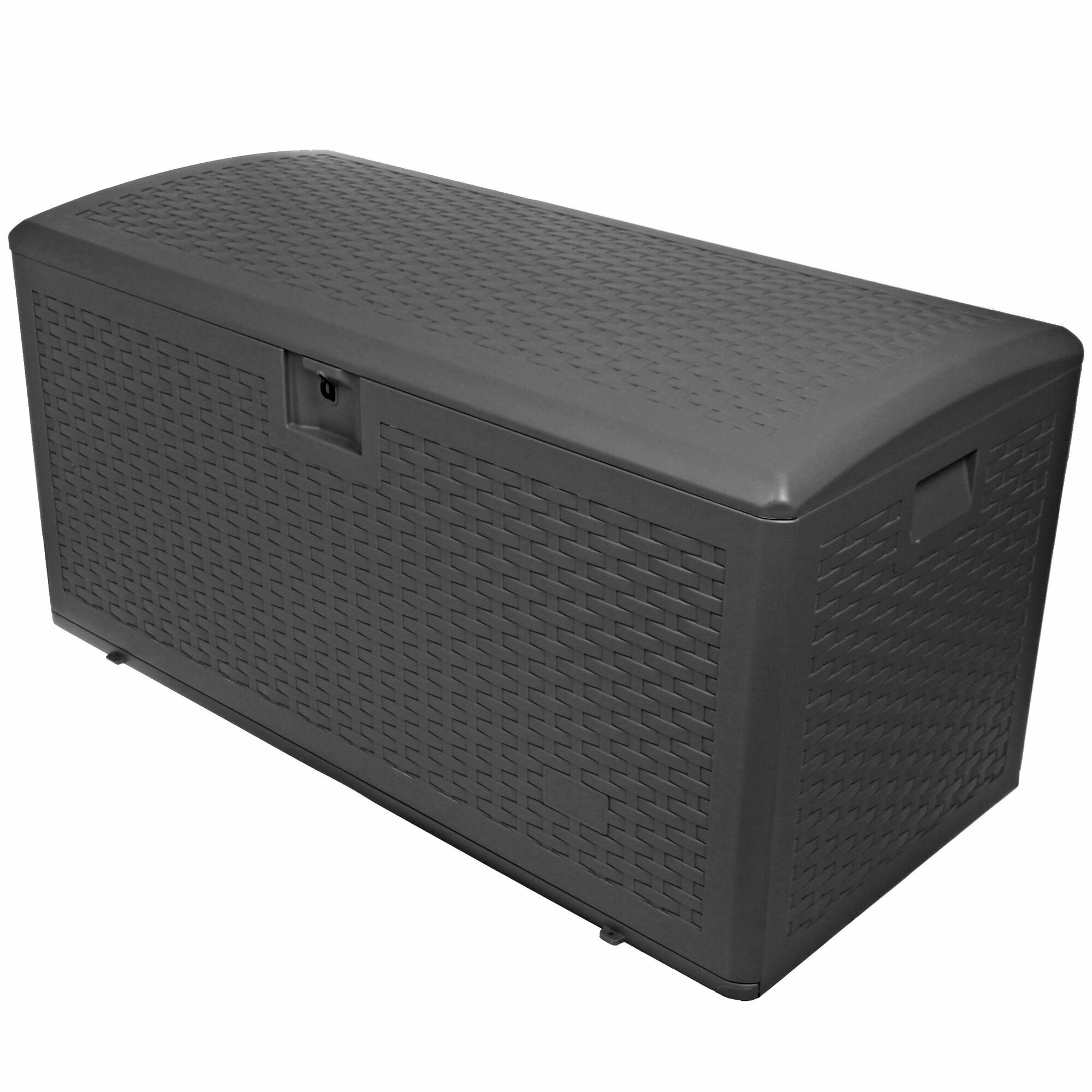 Сундук для хранения уличный SN-DB73, 113х53х56 см, черный пластик под ротанг, садовый ящик с крышкой под замок