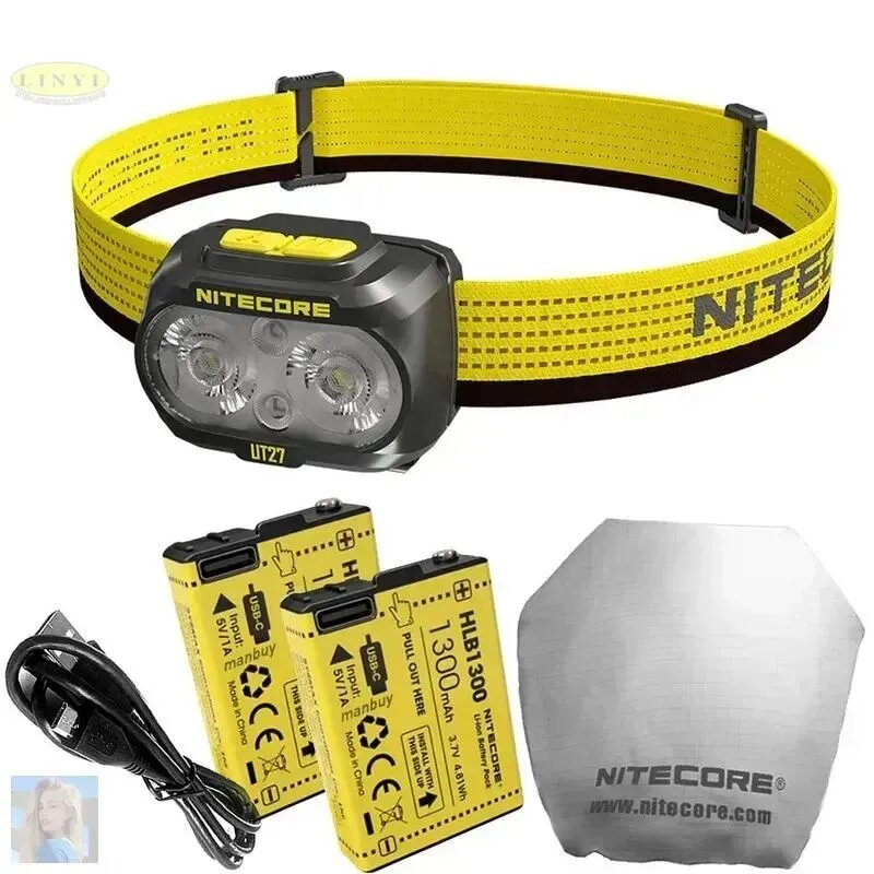 NITECORE UT27 Сверхлегкий двухлучевой налобный фонарь Elite 800 люмен с зарядкой USB и батарейками