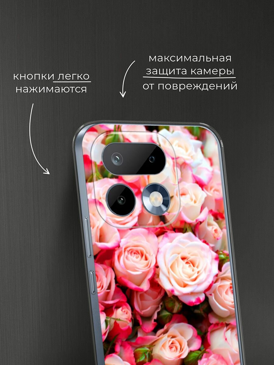 Силиконовый чехол на Realme 16 Pro / Реалме 16 Про с принтом Много роз — фото 1