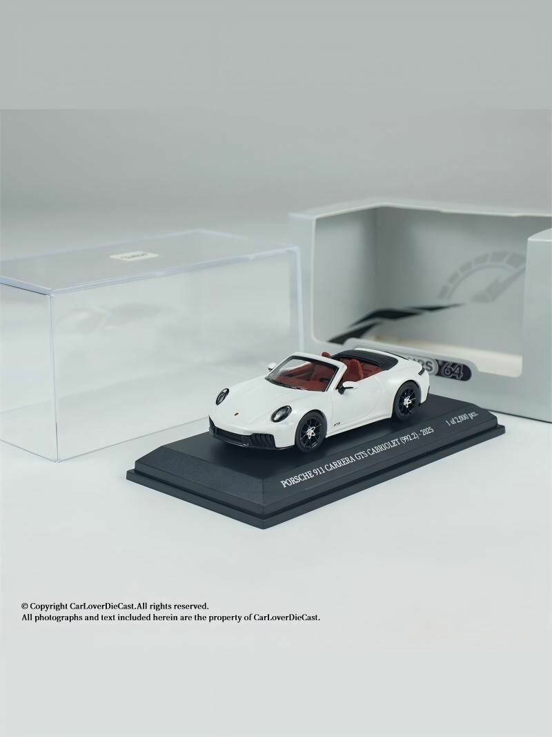 Машинка MINICHAMPS 1/64 PORSCHE 911 (992.2) CARRERA GTS CABRIOLET Metallic gray 2025 Die-cast Alloy Car Model Collection Gift