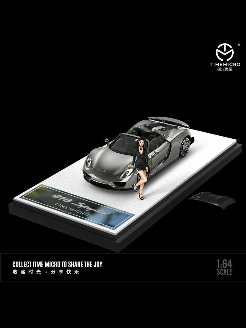 Машинка TimeMicro & PSC 1/64 Porsche 918 Spyder Glacier Blue Figure Edition Die-cast Alloy Car Model Collection Toy Gift