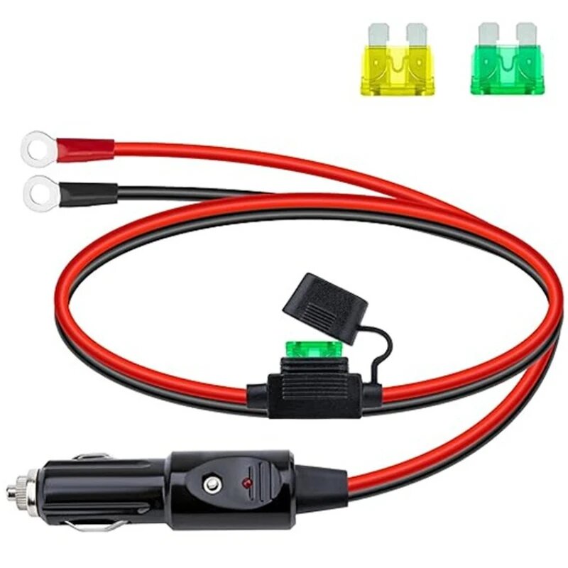 12AWG разъем прикуривателя с проводом и предохранителем 15A (1M)