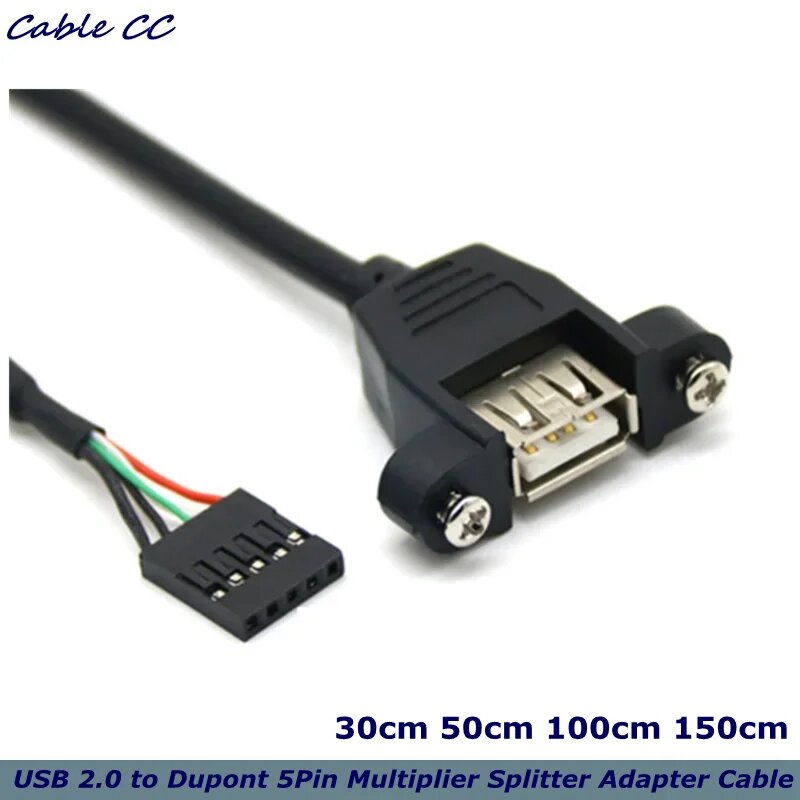 USB 2.0 кабель-переходник CableCC, черный, 0.3m