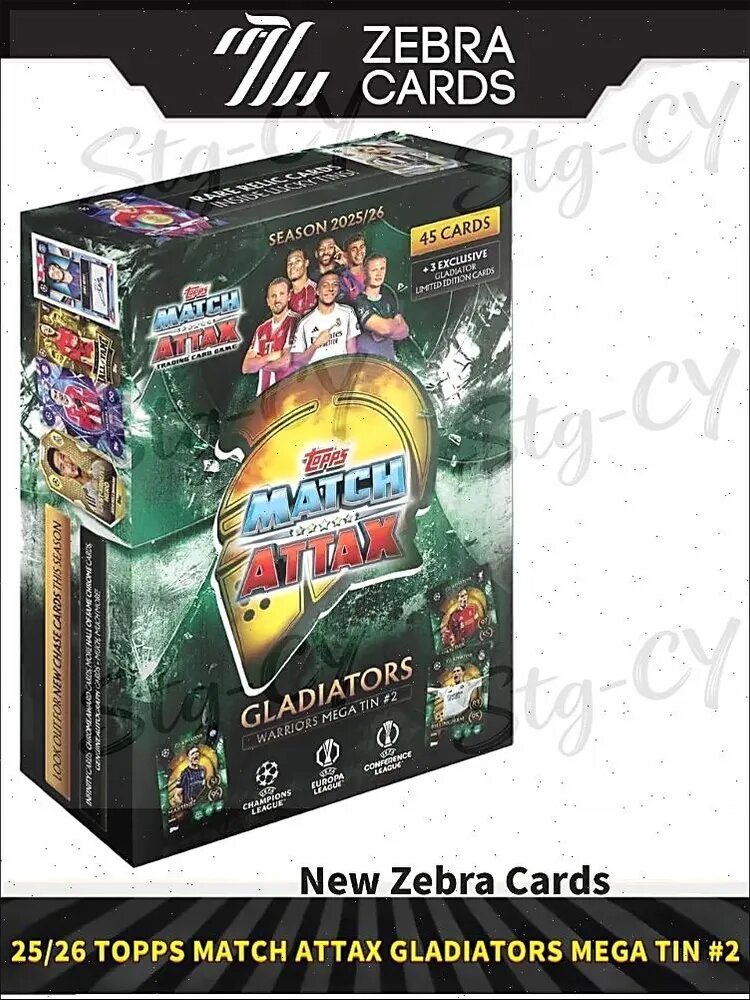 2025/26 TOPPS MATCH ATTAX GLADIATORS SPARTANS MEGA TIN #2 - содержит 1 упаковки (45 карточек)