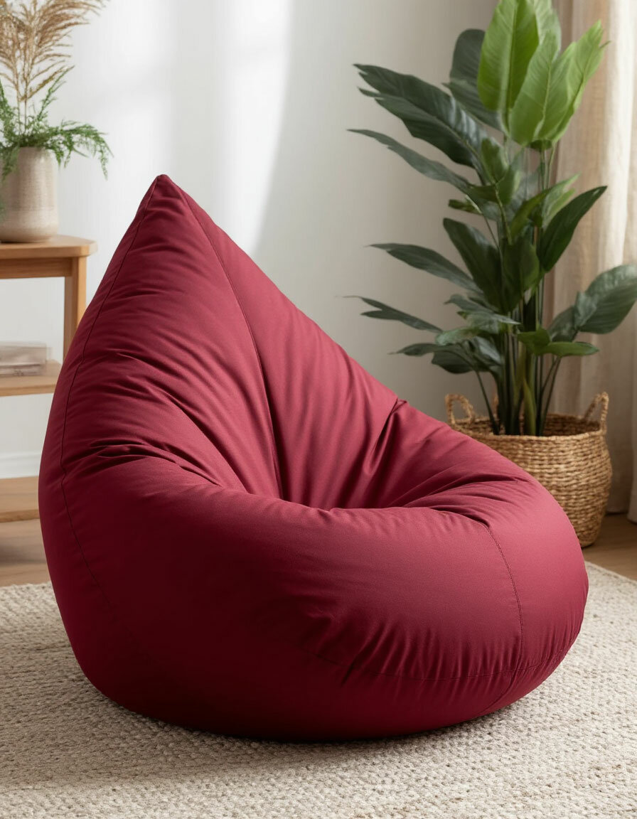 Мир Пуффов Кресло-мешок «Груша» размер- XXL(ростом до 170см), Бордовый оксфорд , с ручкой для переноски