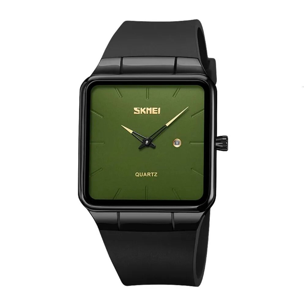 SKMEI Смарт-часы черного цвета с зеленым циферблатом, квадратные, кварцевые