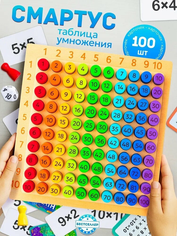 Таблица умножения тренажер/Развивающая игра Подарок школьнику Таблица Пифагора/Головоломки для детей