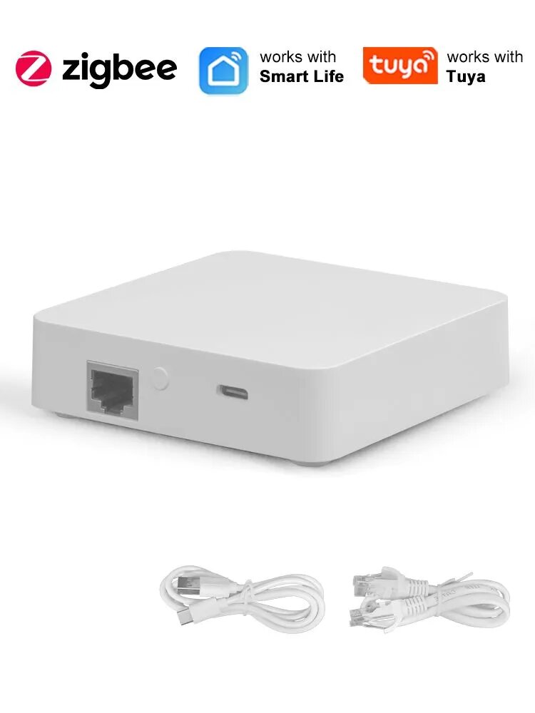 Умный шлюз Zigbee 3.0 проводной для умного дома Локальная автоматизация без интернета Поддержка 128 устройств Отдельное питание Совместим с Tuya/Smart Life