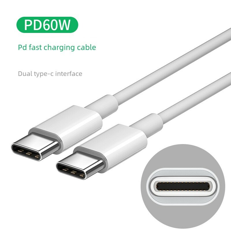 USB-C двойной конец кабель 1.5м с 60Вт PD быстрой зарядкой для iPhone, Samsung, Huawei, Xiaomi, ноутбука,