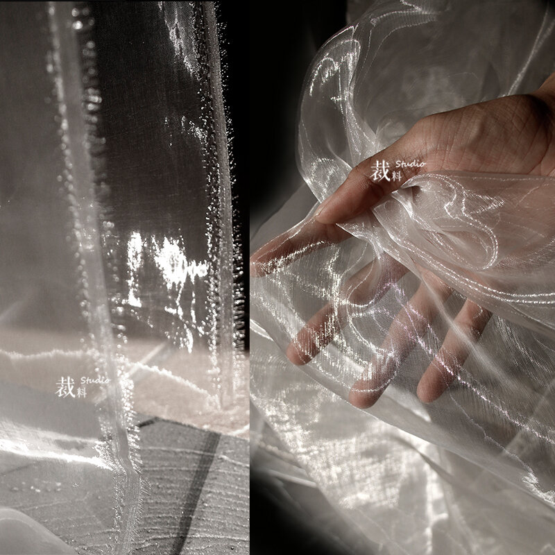 Ультратонкая прозрачная органза с блестками, светящаяся сетчатая ткань, блестящая полупрозрачная сетка, дизайнерская