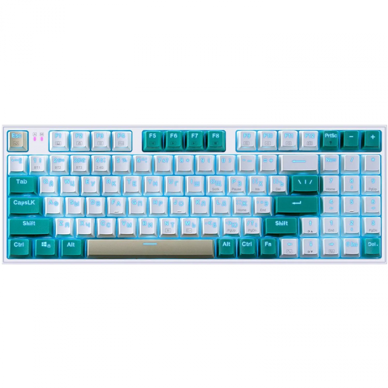 Клавиатура Redragon Veigar (71476) беспров. RU, RGB, BT+2.4G, бело-голубой 2318993