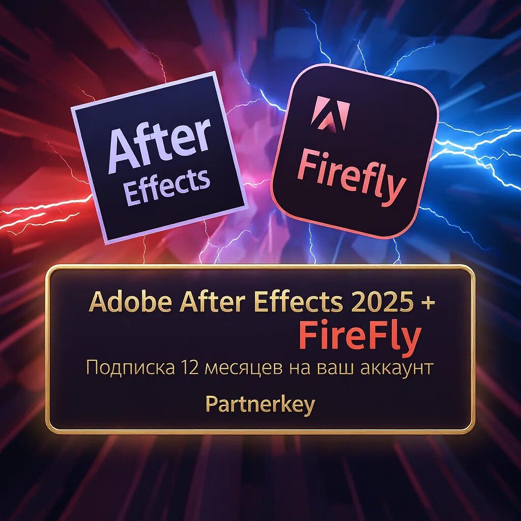 Лицензия Adobe "After Effects 2025", на 2 устройства ,1 ТБ, для Windows и Mac, на 12 месяцев