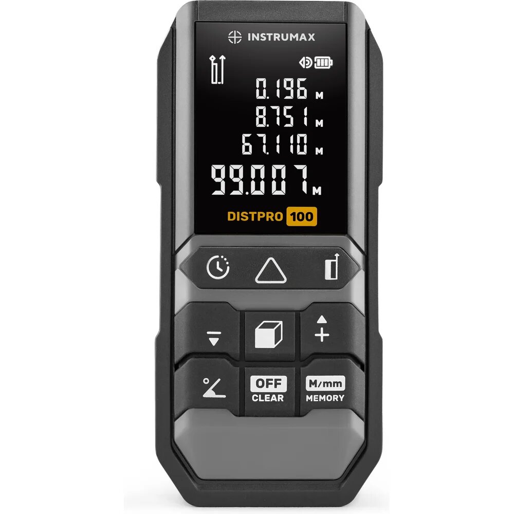 Лазерный дальномер INSTRUMAX DISTPRO 100 IM0167 с ударопрочным корпусом, функцией Пифагора и встроенной памятью