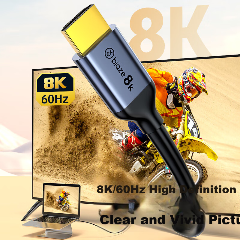BIAZE HDMI 2.1 Кабель 1,5 м 8K Ультра-Четкий Видеокабель Поддерживает 4K 240Гц/144Гц HDR EARC для ПК Ноутбука к ТВ