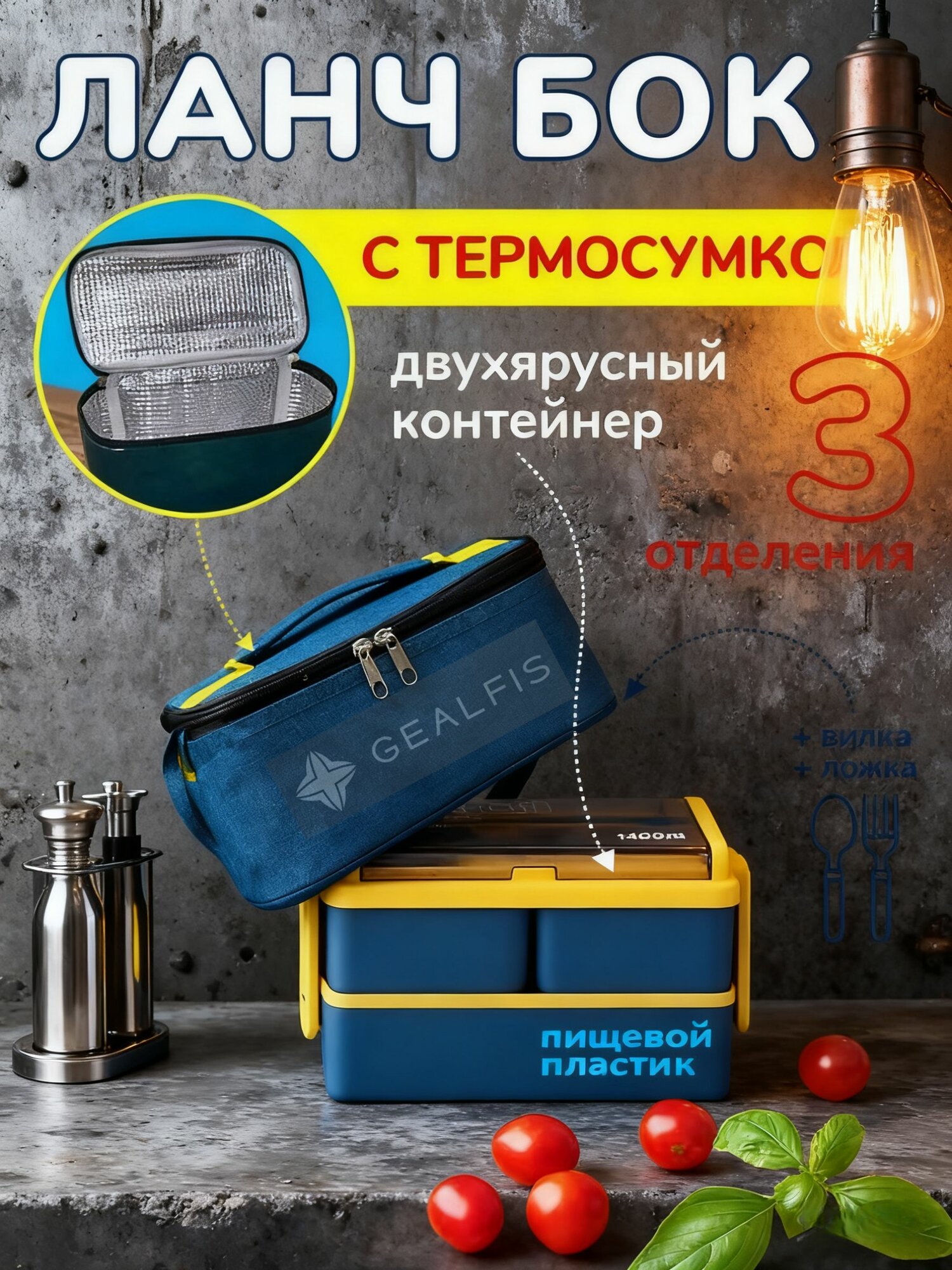 Контейнер пищевой, 1400 мл, 1 шт