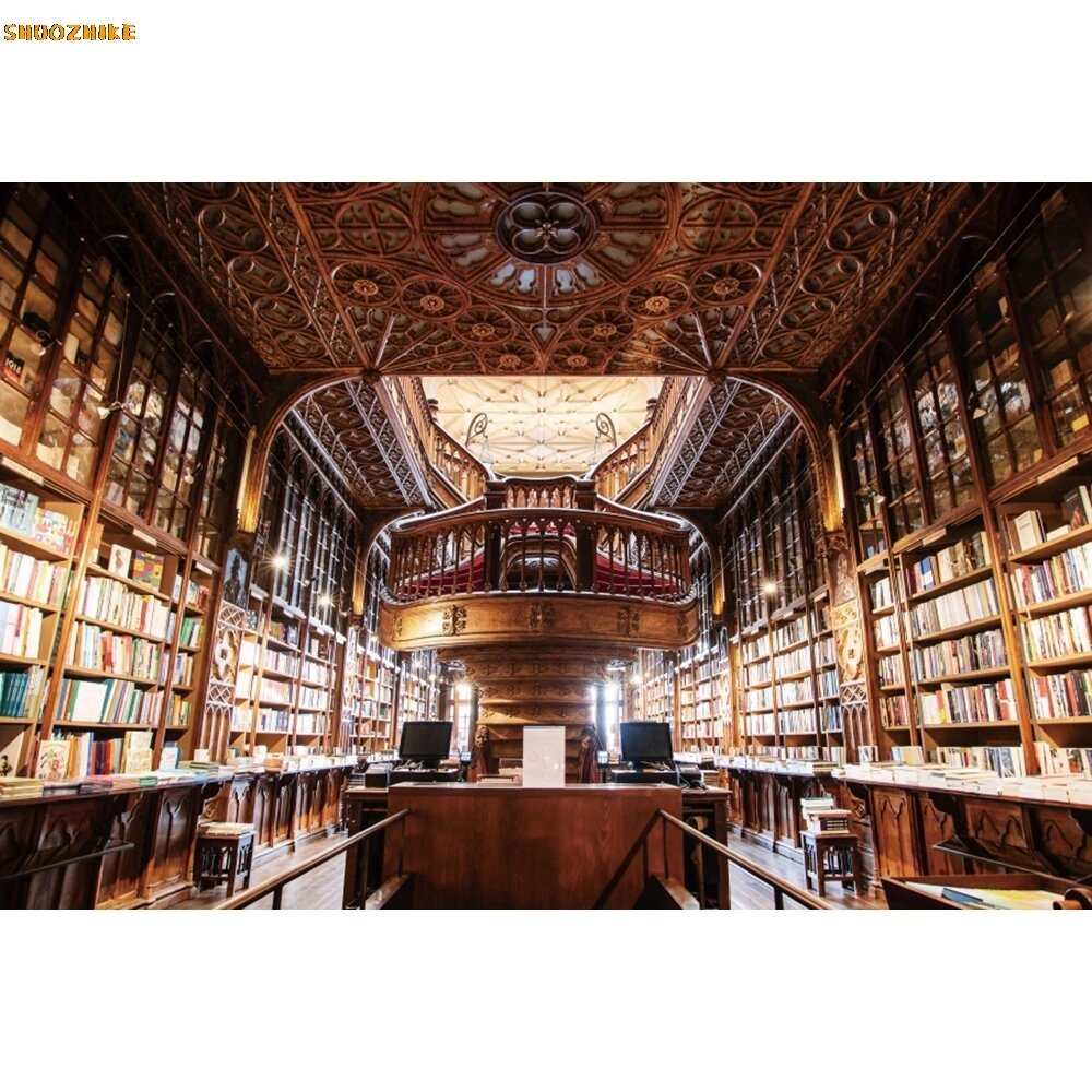 Фотофон книжный шкаф винтаж 90x60см, цвет MX5025